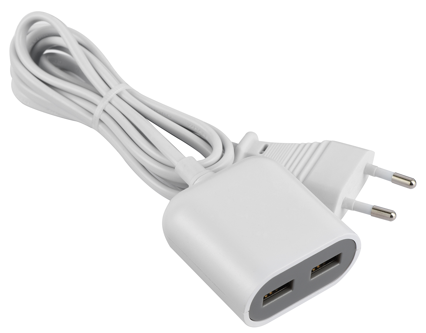 Adapterland - USB Ladegerät mit 1,5 m Netzkabel - 2x USB - 2,4 A